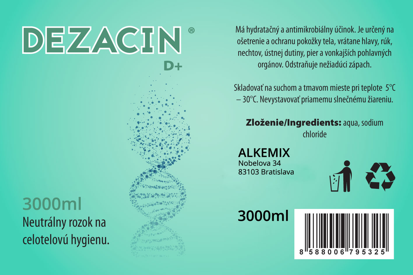 DEZACIN D+ 3000ml - antimikrobiálny a dezinfekčný roztok